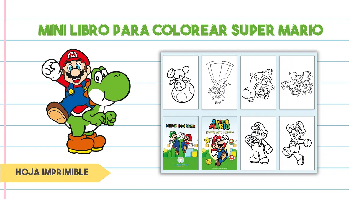 Gratis Mini Librito Para Colorear de Mario - PDF para imprimir | salduu.com